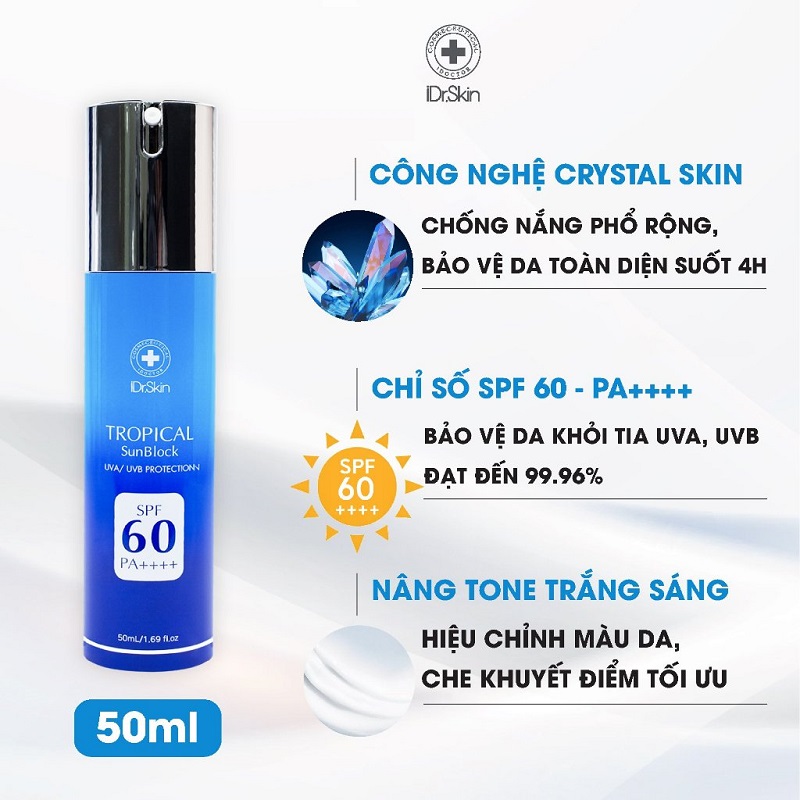 Kem chống nắng nâng tone da Tropical Sunblock Idr Skin 50ml
